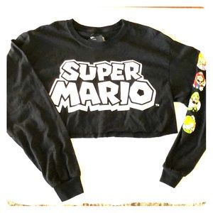 Forever 21 | Tops | Super Mario Crop Top Black Long Sleeve Forever 2 ...